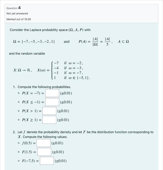 Solved Consider the Laplace probability space (Ω,A,P) with | Chegg.com