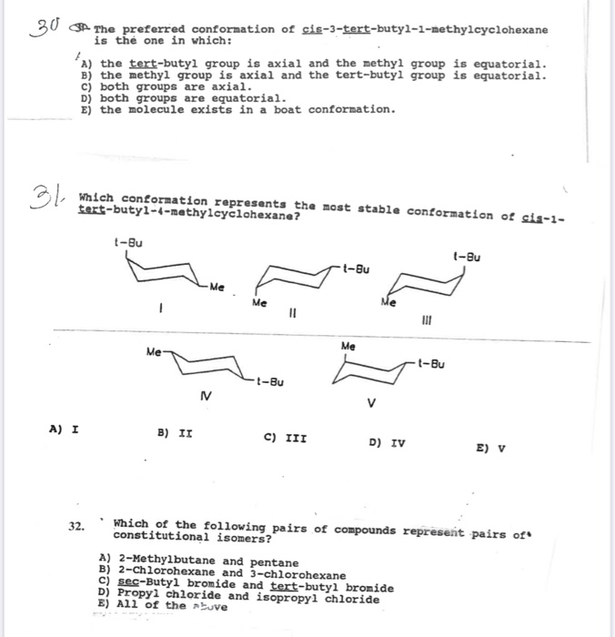 Solved 3. The preferred conformation of | Chegg.com