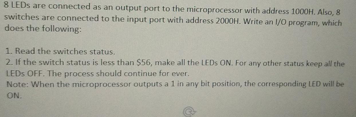 Solved 8 LEDs are connected as an output port to the | Chegg.com