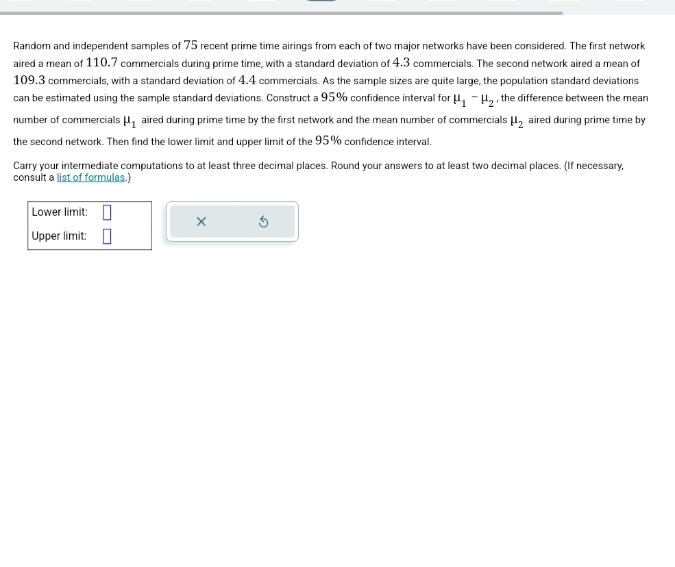 Solved Random and independent samples of 75 ﻿recent prime | Chegg.com