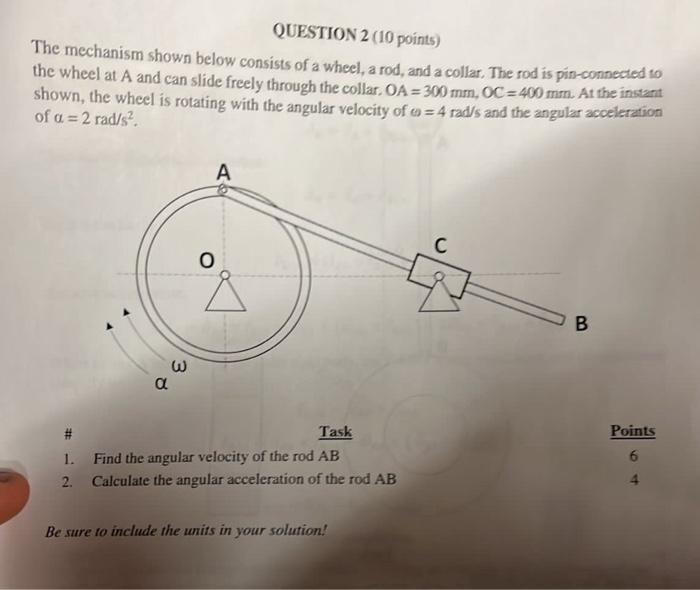 Solved QUESTION 2 (10 points) The mechanism shown below | Chegg.com