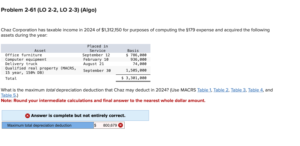 Solved Problem 2-61 (LO 2-2, ﻿LO 2-3) (Algo)Chaz Corporation | Chegg.com