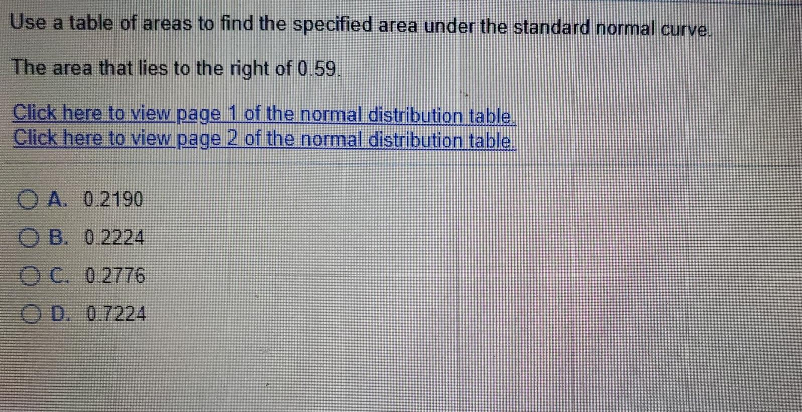 Solved Use a table of areas to find the specified area under | Chegg.com
