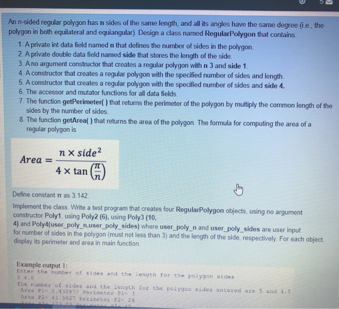 Solved An n-sided regular polygon has n sides of the same | Chegg.com