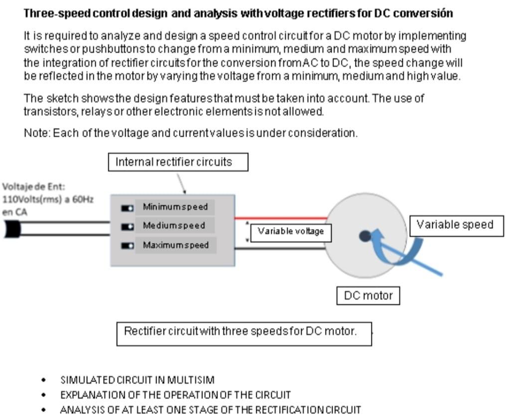 Three-speed control design and analysis with voltage | Chegg.com