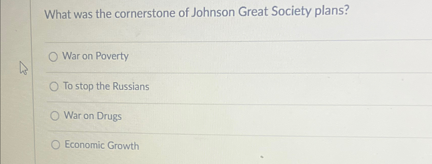 Solved What was the cornerstone of Johnson Great Society | Chegg.com