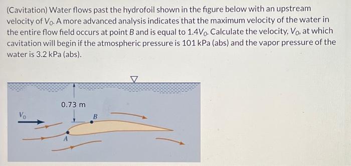 Solved (Cavitation) Water flows past the hydrofoil shown in | Chegg.com Solved (Cavitation) Water flows past the hydrofoil shown in | Chegg.com
