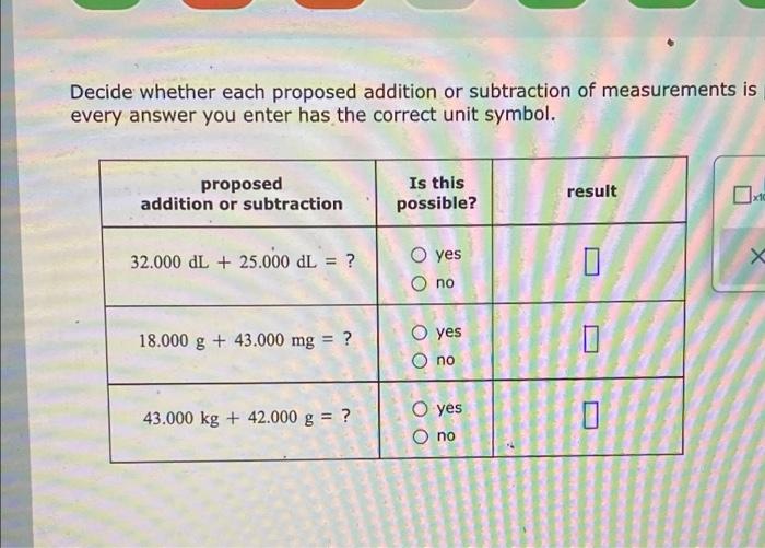 Solved Decide whether each proposed addition or subtraction | Chegg.com