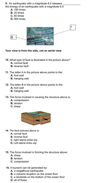 Solved Multiple Choice Questions (1 PT EACH) 1. Earthquakes | Chegg.com