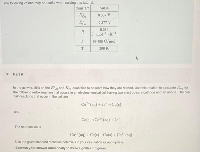 Solved ECS The following values may be useful when solving | Chegg.com
