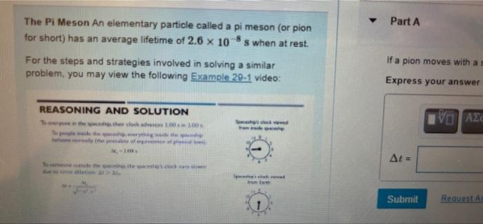 Solved Part A The Pi Meson An elementary particle called a | Chegg.com