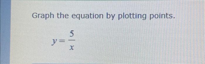 Solved Graph the equation by plotting points. y=x5To graph | Chegg.com