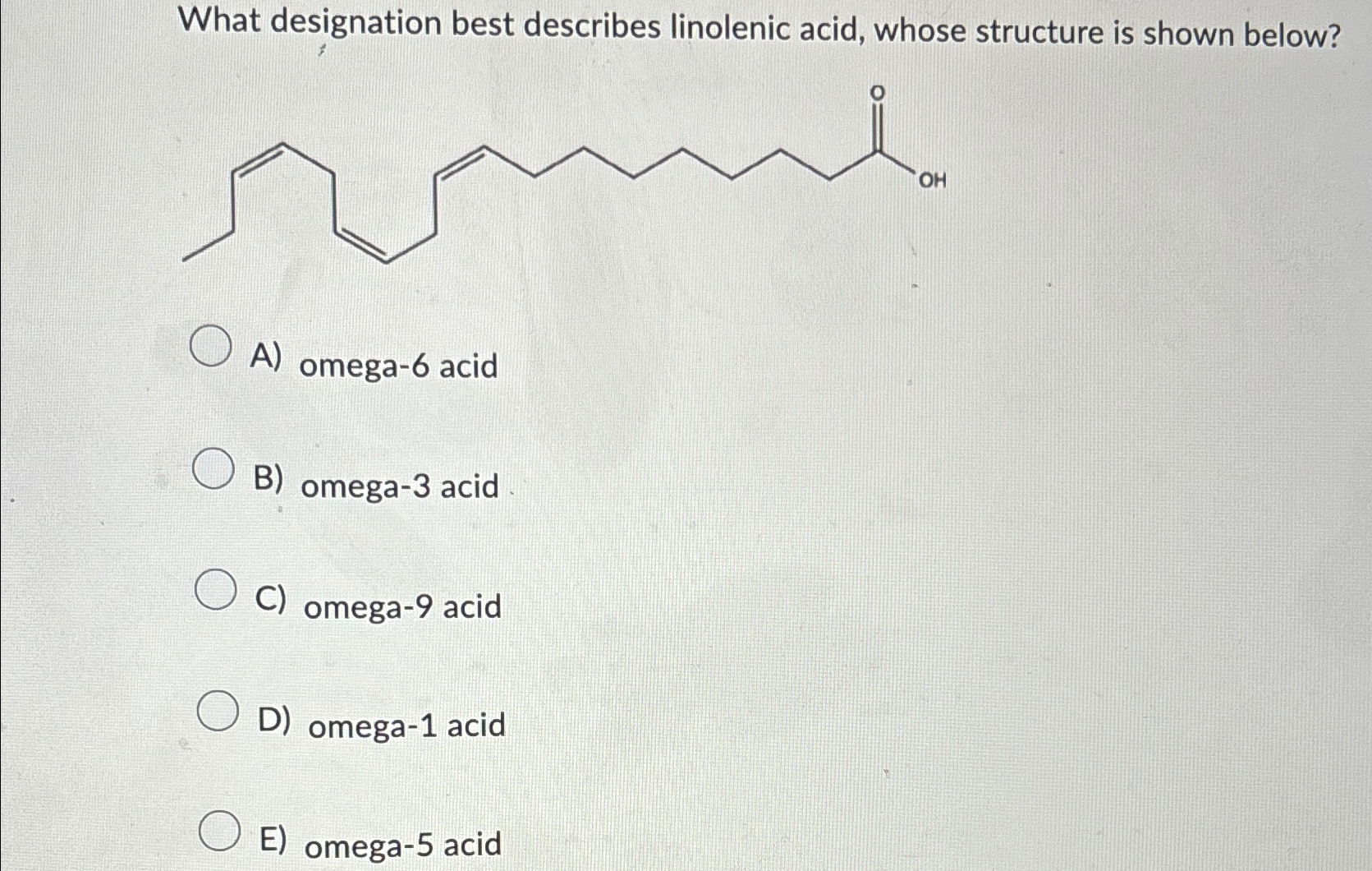 Solved What designation best describes linolenic acid, whose | Chegg.com