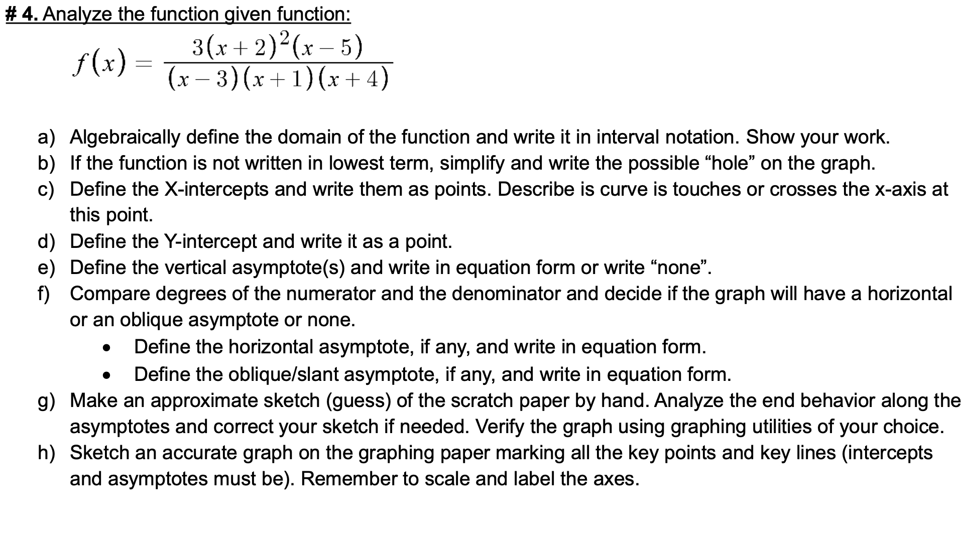 Solved # 4. ﻿Analyze the function given | Chegg.com