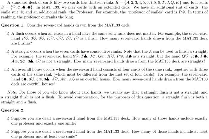 Solved A standard deck of cards fifty-two cards has thirteen | Chegg.com