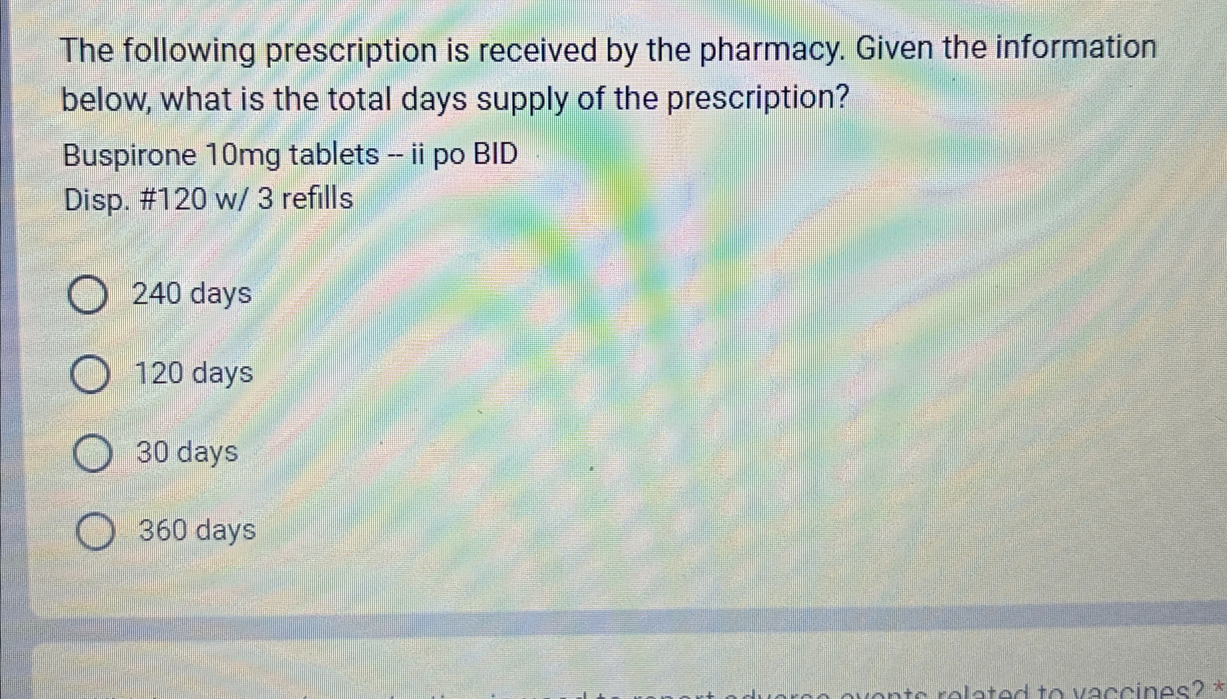 Solved The following prescription is received by the | Chegg.com