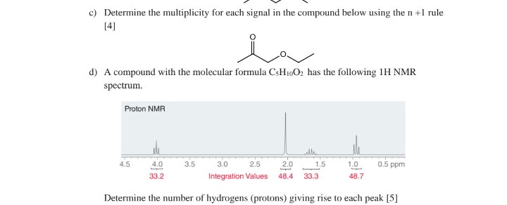 Solved c) Determine the multiplicity for each signal in the | Chegg.com