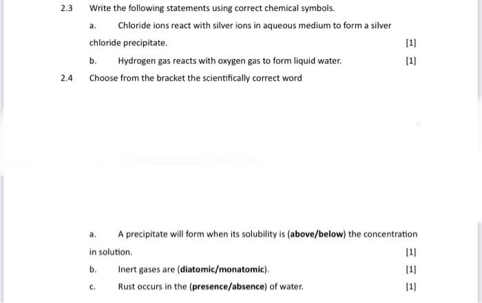 2.3 Write the following statements using correct | Chegg.com