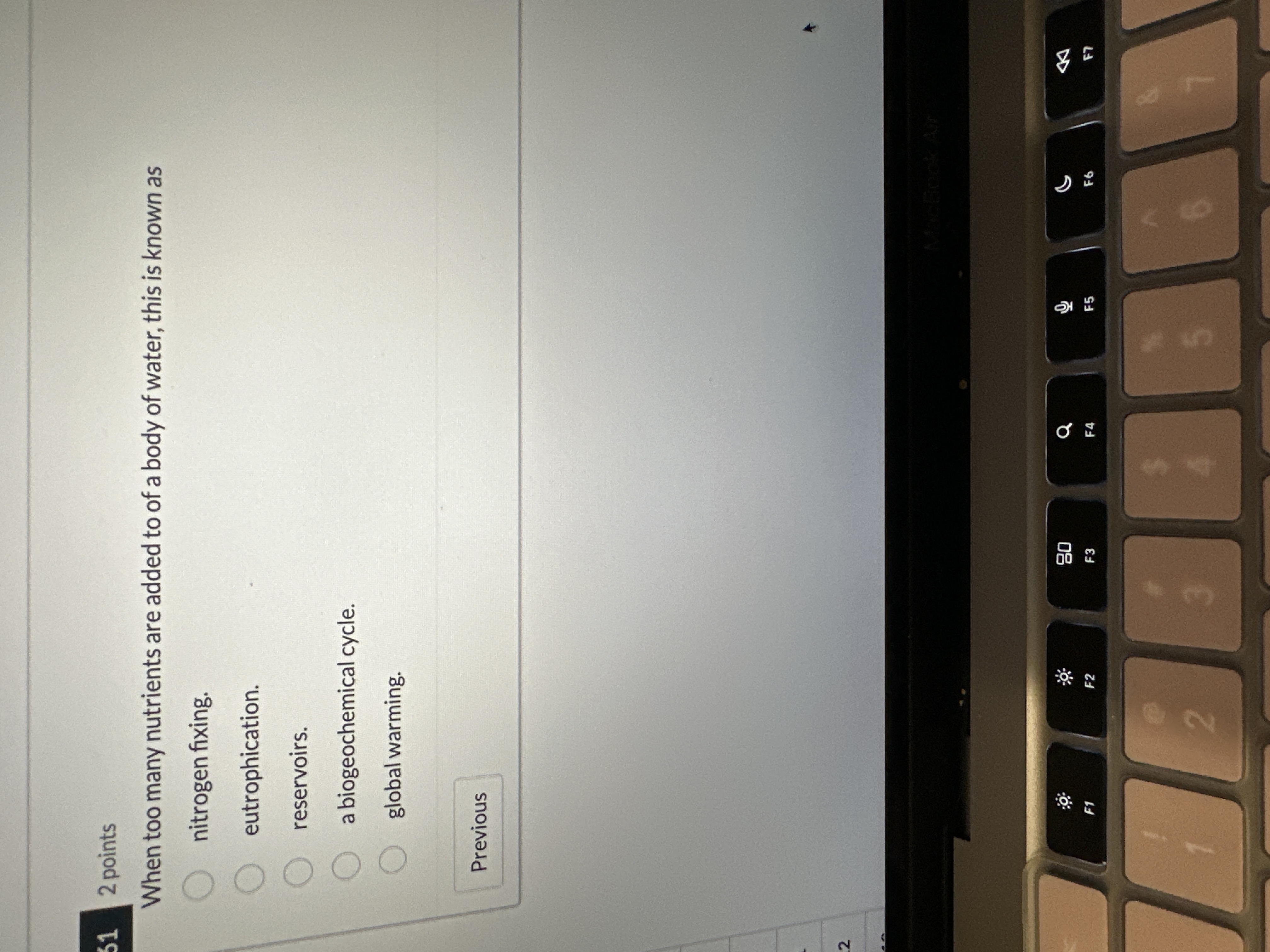 Solved 2 ﻿pointsWhen too many nutrients are added to of a | Chegg.com