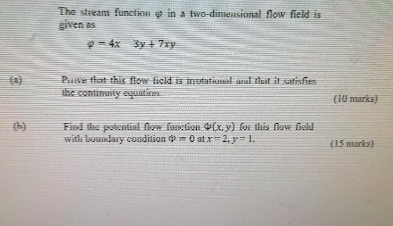 Solved The stream function o in a two-dimensional flow field | Chegg.com