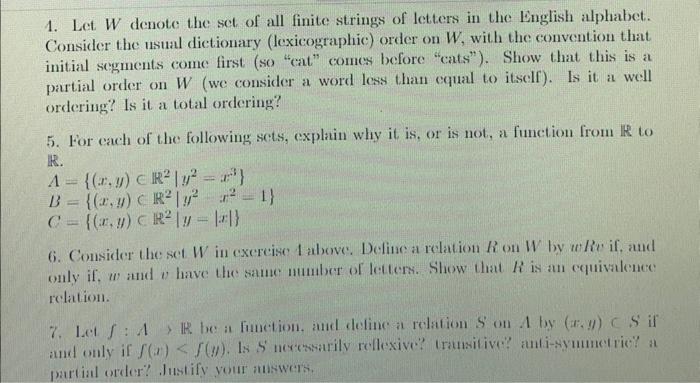 Solved 4. Let W denote the set of all finite strings of | Chegg.com