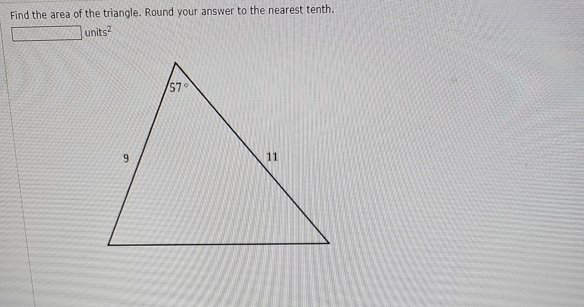Solved Find the area of the triangle. Round your answer to | Chegg.com