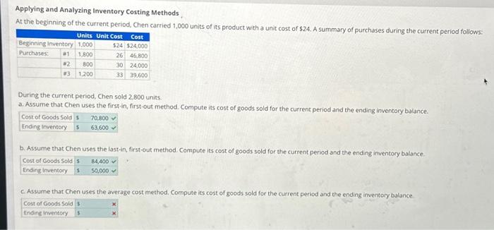 Solved Applying and Analyzing Inventory Costing Methods At | Chegg.com