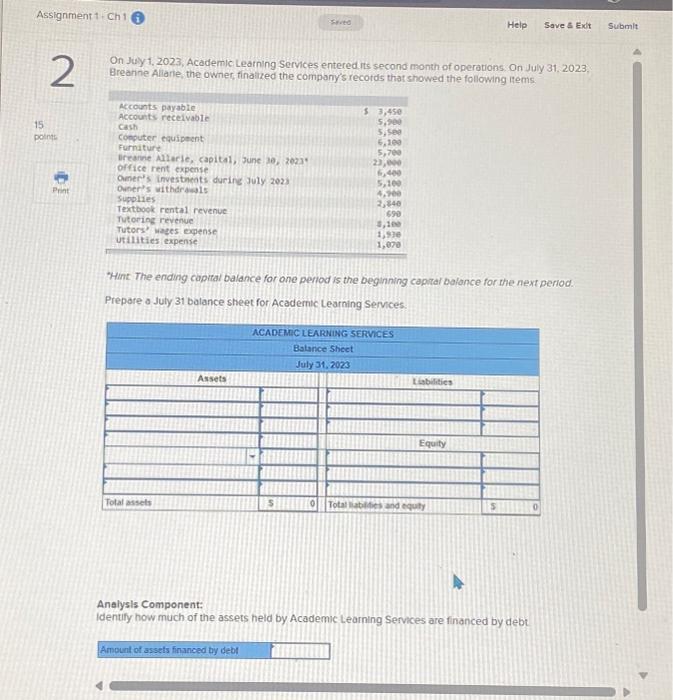 Solved Assignment 1 - Ch 1 i 2 15 points Print Accounts | Chegg.com