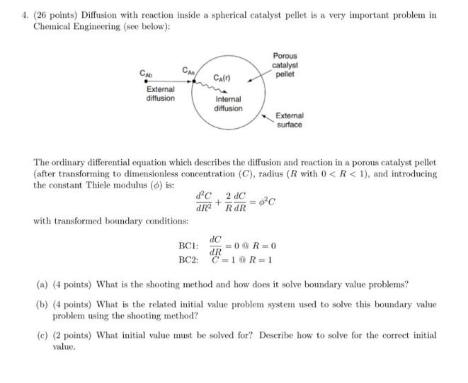 Solved 4. (26 points) Diffusion with reaction inside a | Chegg.com