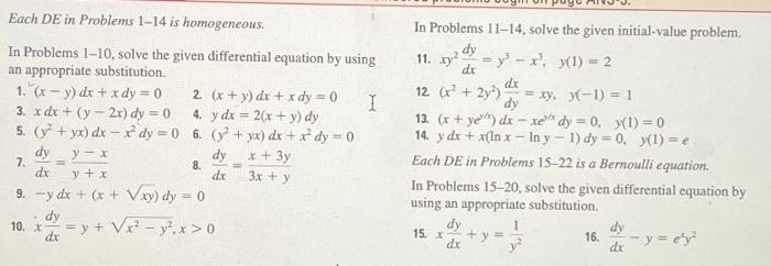 Solved #5,#7,#9,#13 ONLY PLSEach DE in Problems 1-14 is | Chegg.com