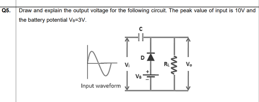 Solved Q5. ﻿Draw and explain the output voltage for the | Chegg.com