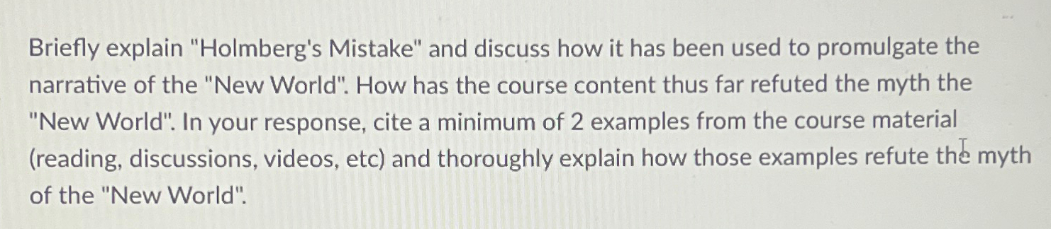 Solved Briefly explain "Holmberg's Mistake" and discuss how | Chegg.com