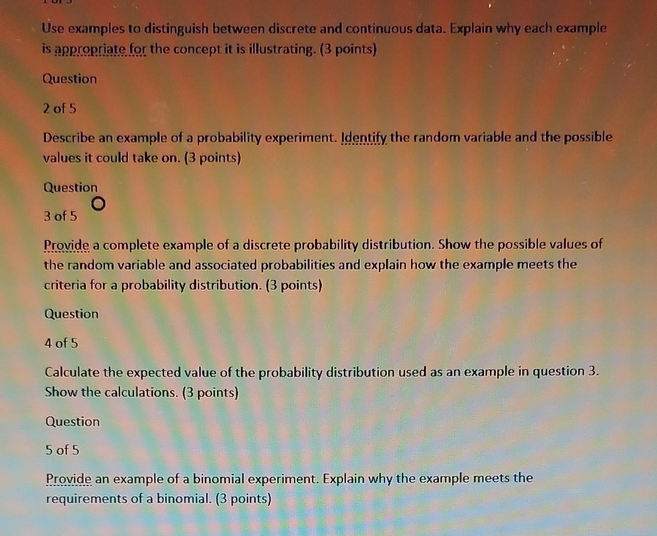 Use examples to distinguish between discrete and | Chegg.com
