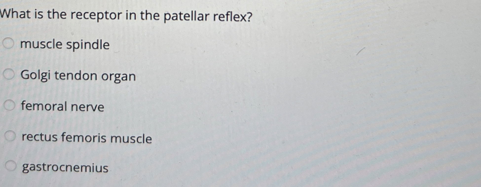 Solved What is the receptor in the patellar reflex?muscle | Chegg.com