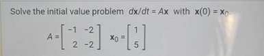 Solved How to solve Solve the initial value problem dxdt=Ax | Chegg.com