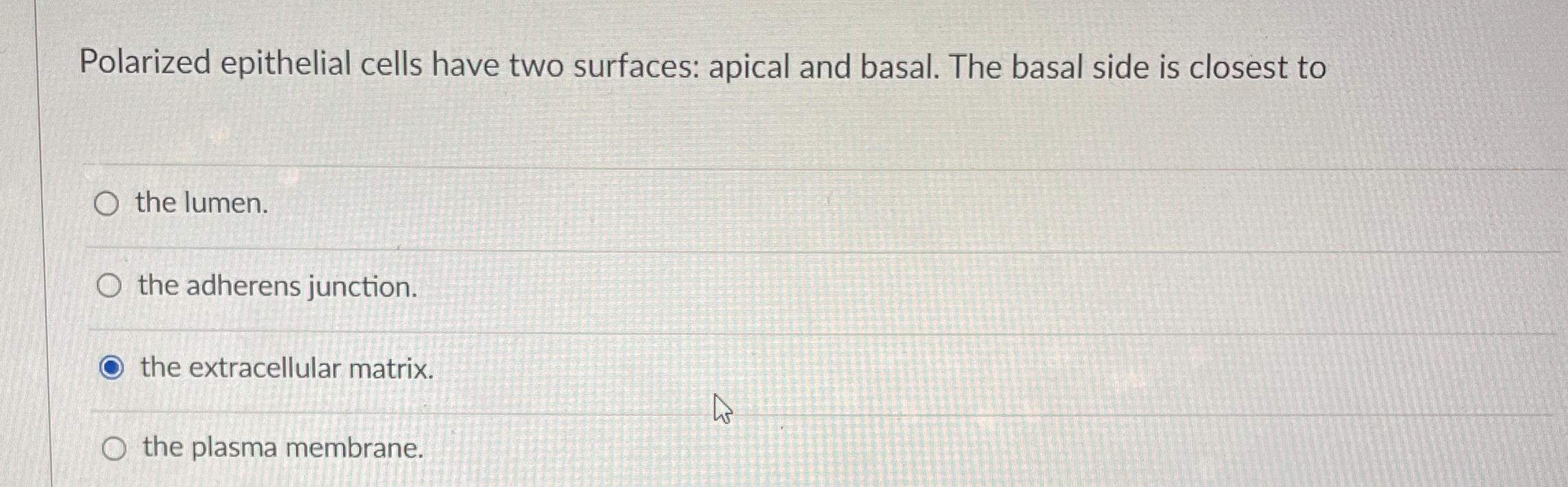 Solved Polarized epithelial cells have two surfaces: apical | Chegg.com