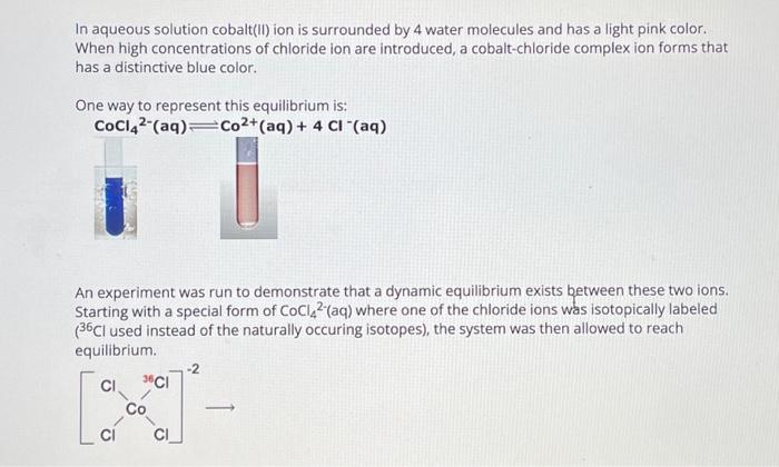 Solved In aqueous solution cobalt(II) ion is surrounded by 4 | Chegg.com