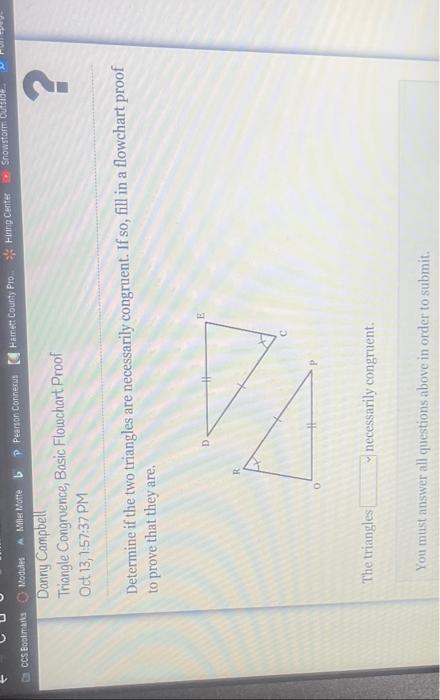 Solved Determine if the two triangles are necessarily | Chegg.com