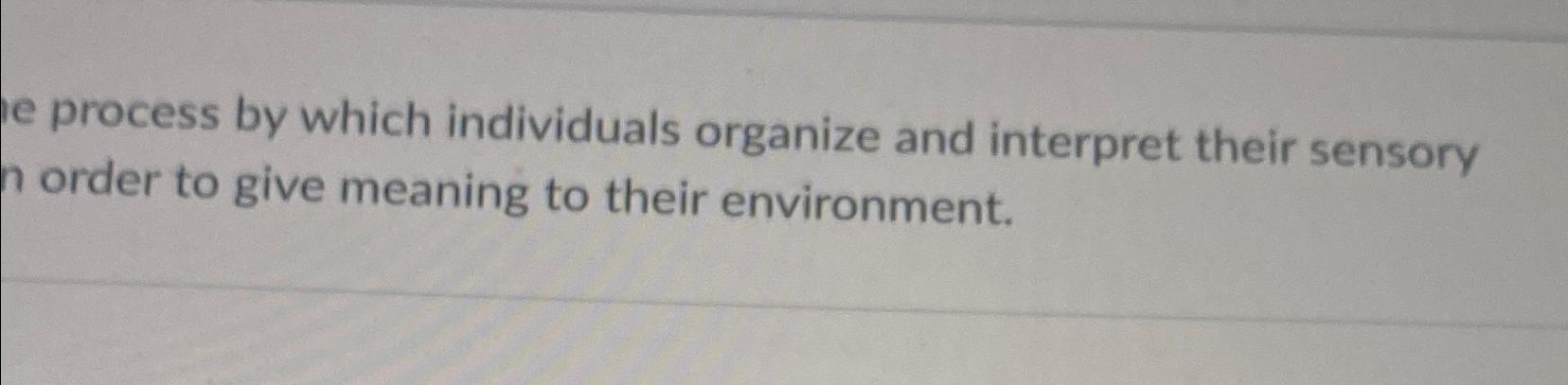 Solved e process by which individuals organize and interpret | Chegg.com