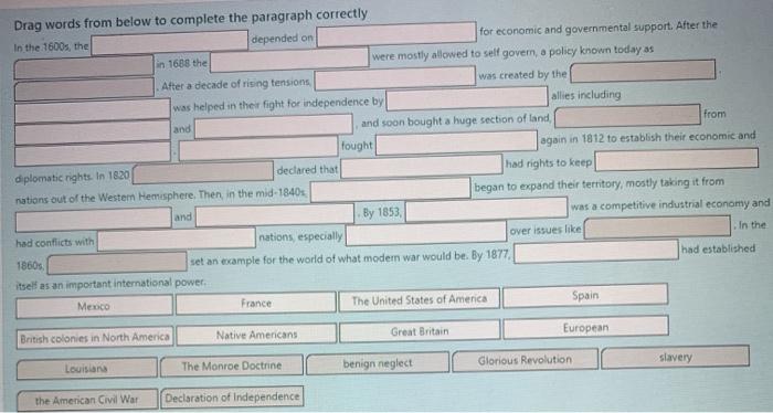 Drag words from below to complete the paragraph | Chegg.com