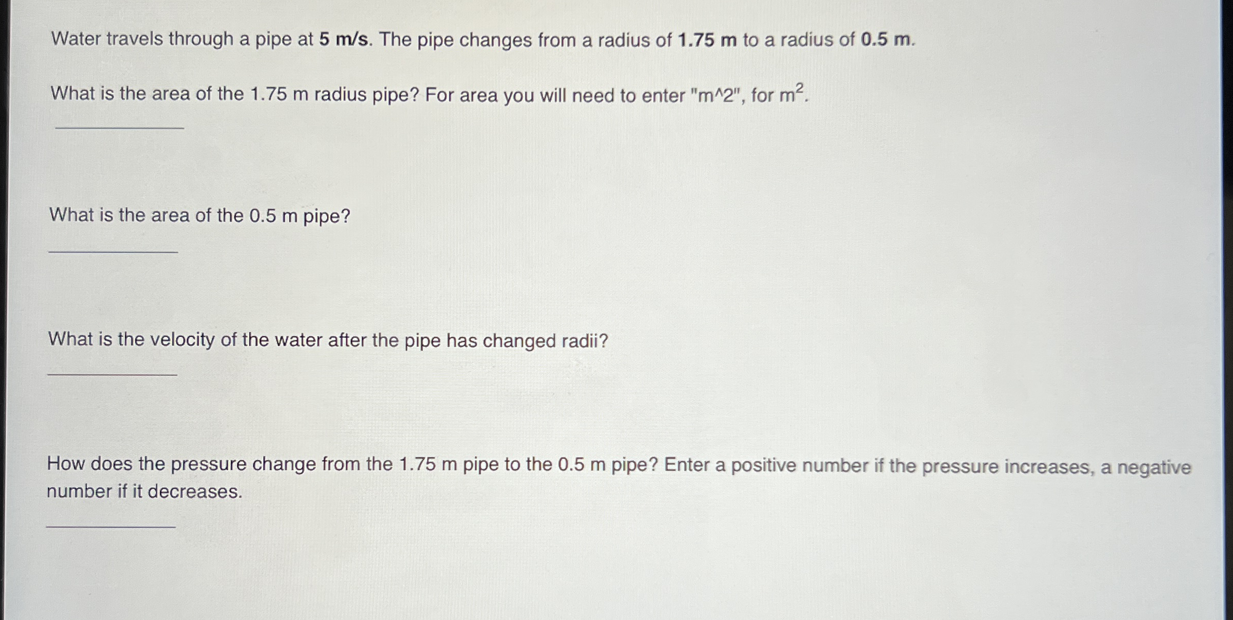 Solved Water travels through a pipe at 5ms. ﻿The pipe | Chegg.com