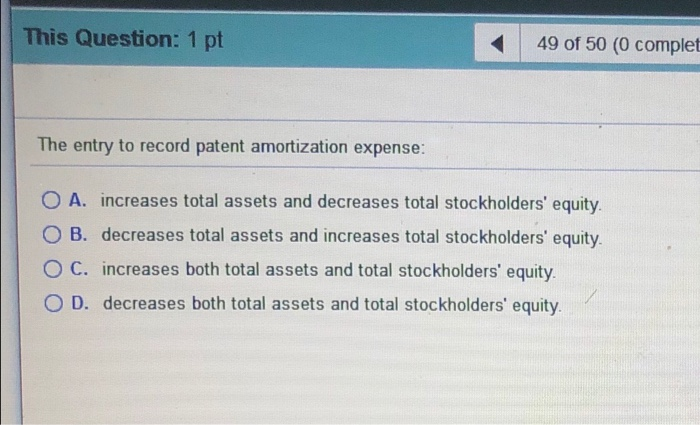 Solved This Question: 1 pt 49 of 50 (0 complet The entry to | Chegg.com