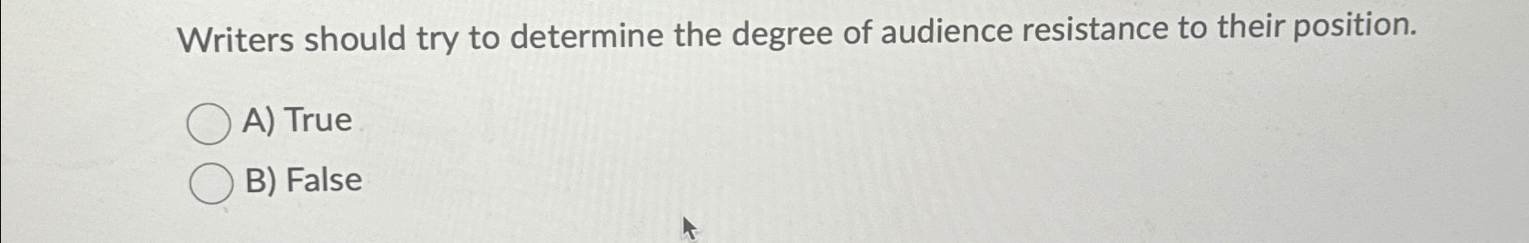 Solved Writers should try to determine the degree of | Chegg.com