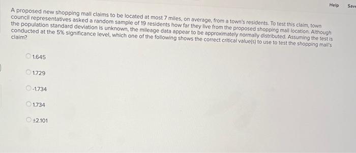 Solved A proposed new shopping mall claims to be located at | Chegg.com