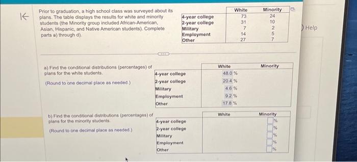 Solved Prior to graduation, a high school class was surveyed | Chegg.com