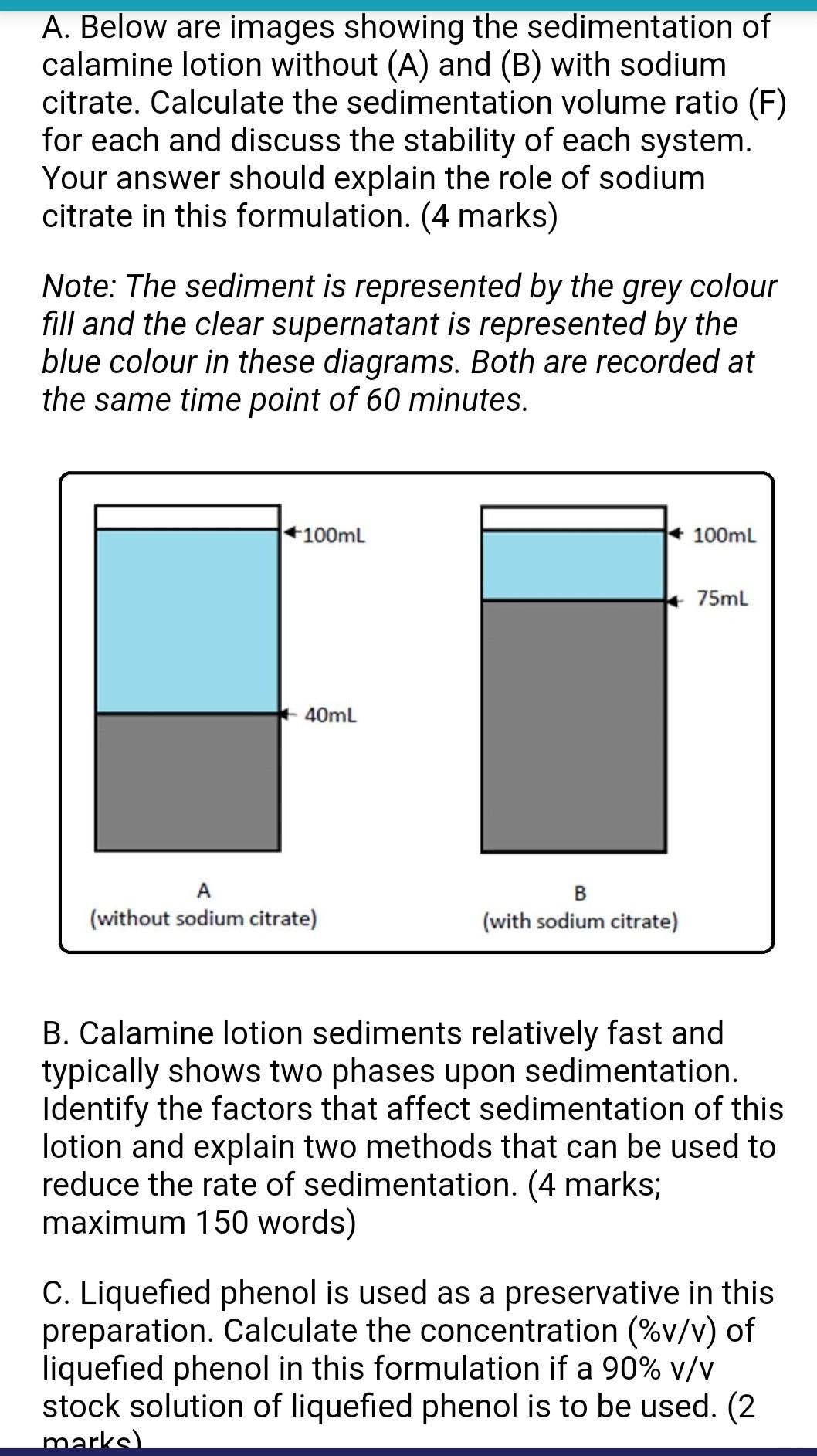 Solved A. Below are images showing the sedimentation of | Chegg.com