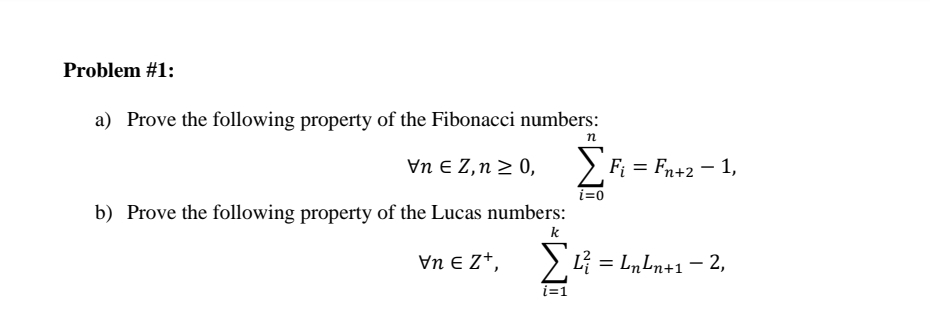 Solved Problem #1:a) ﻿Prove the following property of the | Chegg.com