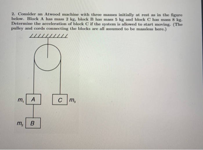 Solved 2. Consider an Atwood machine with three masses | Chegg.com