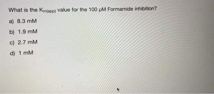 Solved What Is The Km App Value For The 100 Pm Formamide