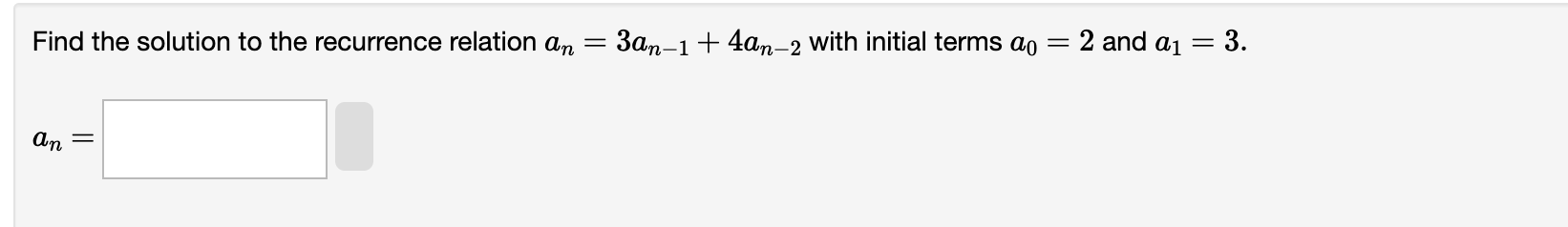 Solved Find the solution to the recurrence relation | Chegg.com